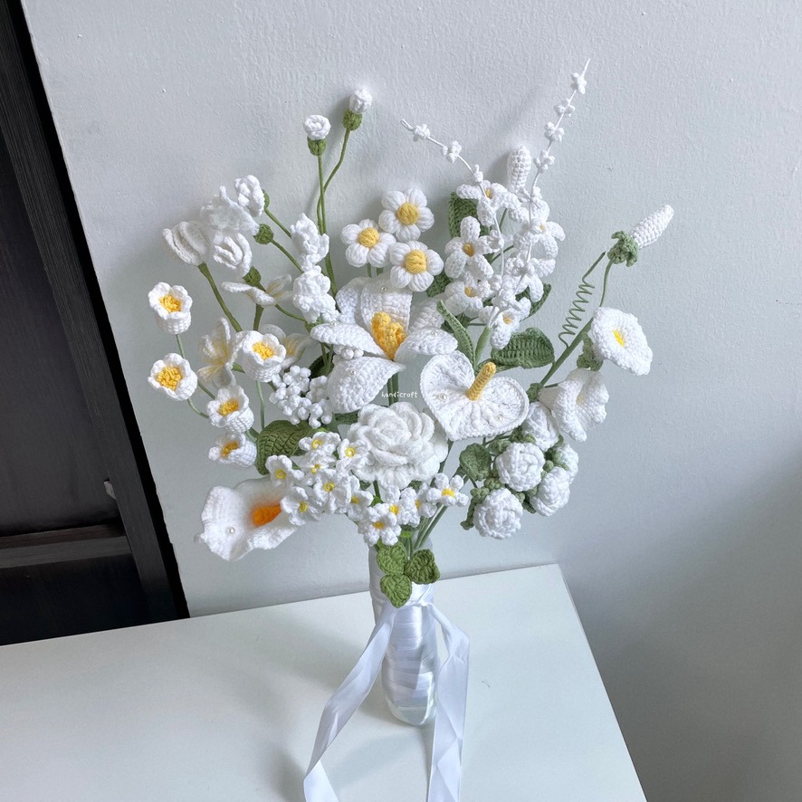 [💐CHOOSE WRAPPING COLOUR] handicroft handmade crochet special flower ...