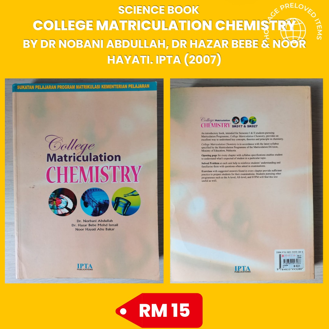 COLLEGE MATRICULATION CHEMISTRY BY DR NOBANI ABDULLAH, DR HAZAR BEBE ...