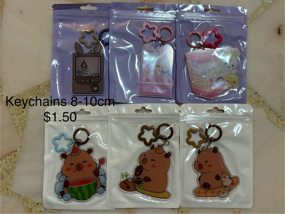Cute Cartoon Keychains - Various Designs Capybara claw machine Maltese ...