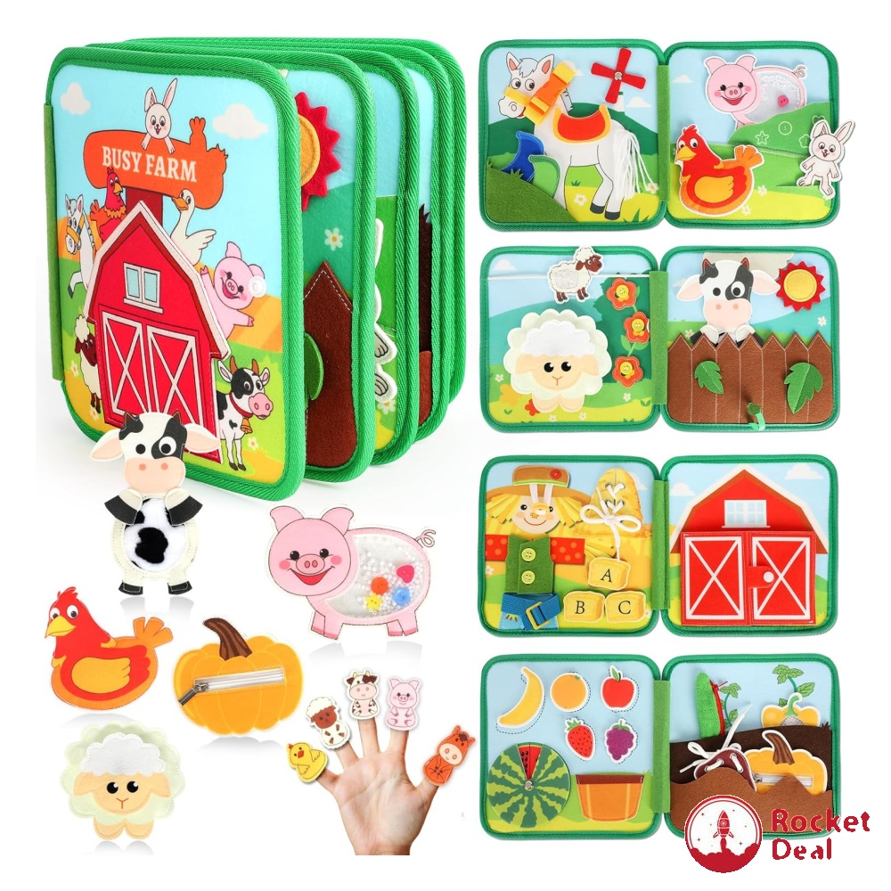 Farm Busy Book for Toddler, Montessori Busy Board for 2 3 4 Year Olds ...