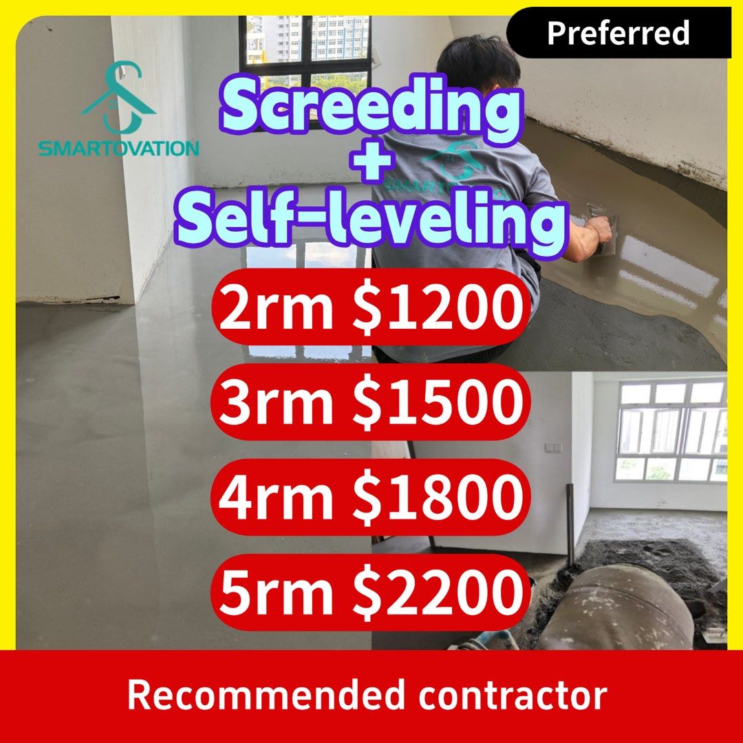 Cement screeding floor screeding work self leveling Toilet Renovation Tiling contractor overlay ...