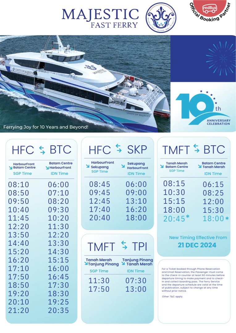 Majestic Fast Ferry - HarbourFront to Batam Centre, Tickets & Vouchers ...