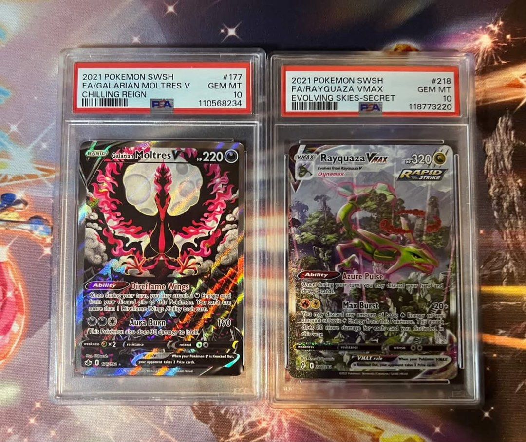 Psa 10 Rayquaza vmax moltres v aa evolving skies chilling reign pokemon ...