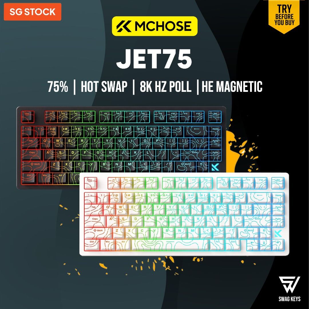 【SG】 MCHOSE JET75 ACE68 Gaming RGB Keyboard Rapid Trigger HE Magnetic Switch 8K Poll Low Latency ...