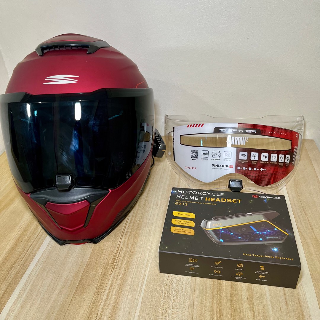 Spyder Arrow 2 Helmet with Gearelec GX12 Intercom, Motorbikes ...