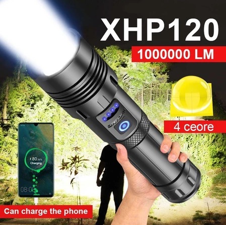 The Most Powerful LED Flashlight XHP90 High Power Tactical Rechargeable ...