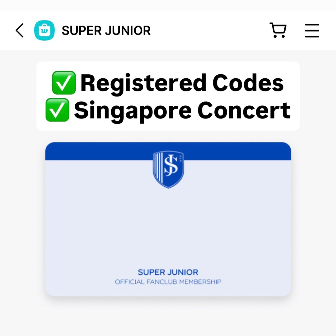 🇸🇬Weverse Codes Super Junior Presale ELF E.L.F. Fanclub Membership Number Registered Singapore ...