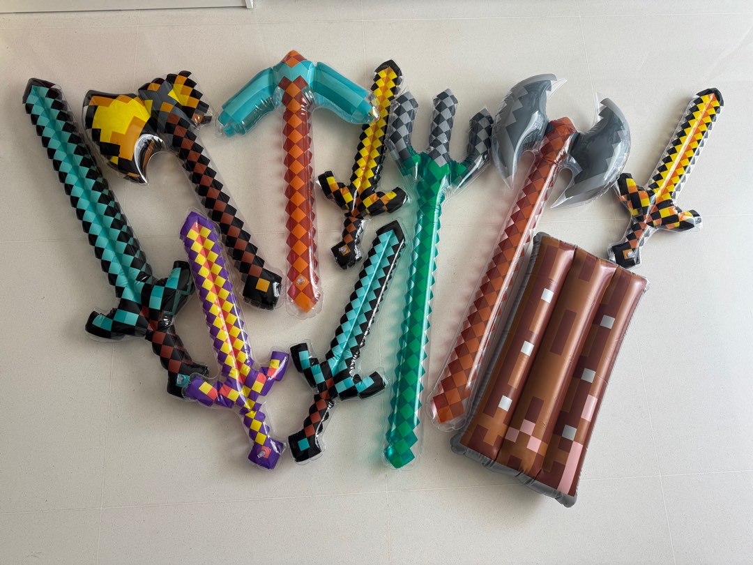 Minecraft Inflatable Swords, Axes, Pickaxe, and Shield, Hobbies & Toys ...