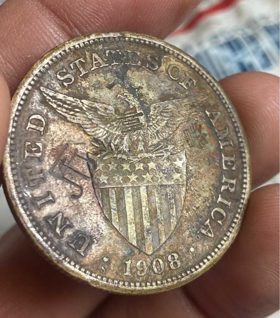 Rare 1908s USPI One Peso Silver Coin with Chopmarks, Hobbies & Toys ...