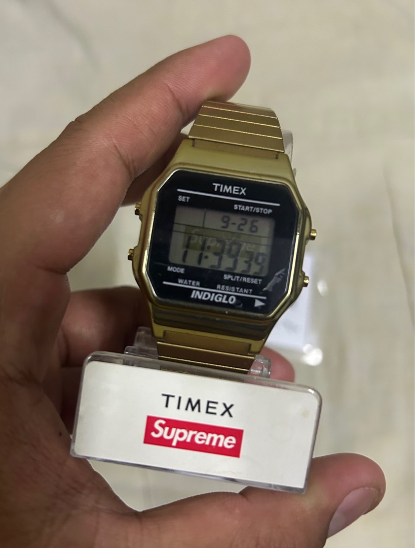 Supreme X Timex Gold Digital Watch, Men's Fashion, Watches ...