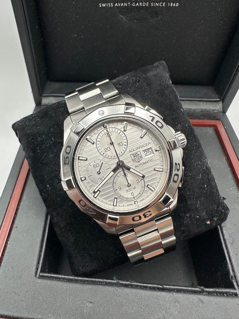 Tag Heuer Aquaracer Automatic Chronograph Silver Teaked Dial Calibre 16 ...