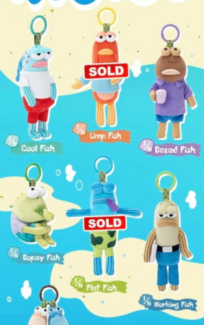 WTS Popmart Bikini Bottom Buddies Whimsical Plush - Cool Fish Working ...
