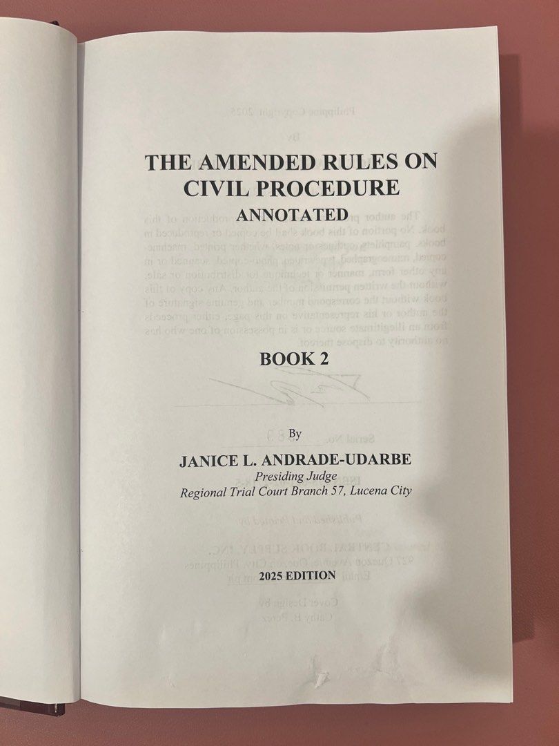 2025 Civil Procedure II/2 by Janice L. Andrade-Udarbe, Hobbies & Toys ...