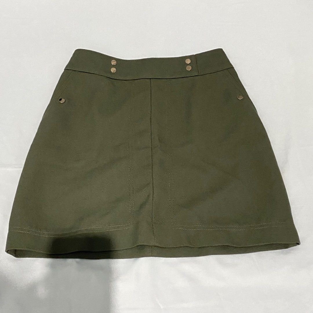 HnM Skirt Green, Fesyen Wanita, Pakaian Wanita, Gaun & Rok di Carousell