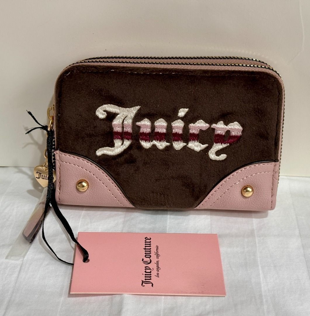 JUICY COUTURE RETRO VIBE DOUBLE MEDIUM ZIP AROUND WALLET in CHOCOLATE ...