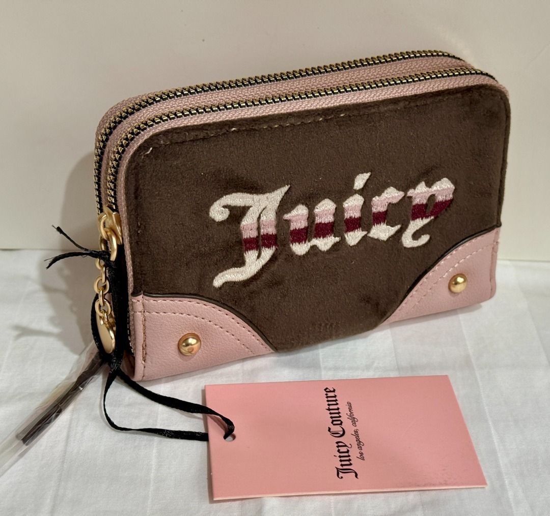 JUICY COUTURE RETRO VIBE DOUBLE MEDIUM ZIP AROUND WALLET in CHOCOLATE ...