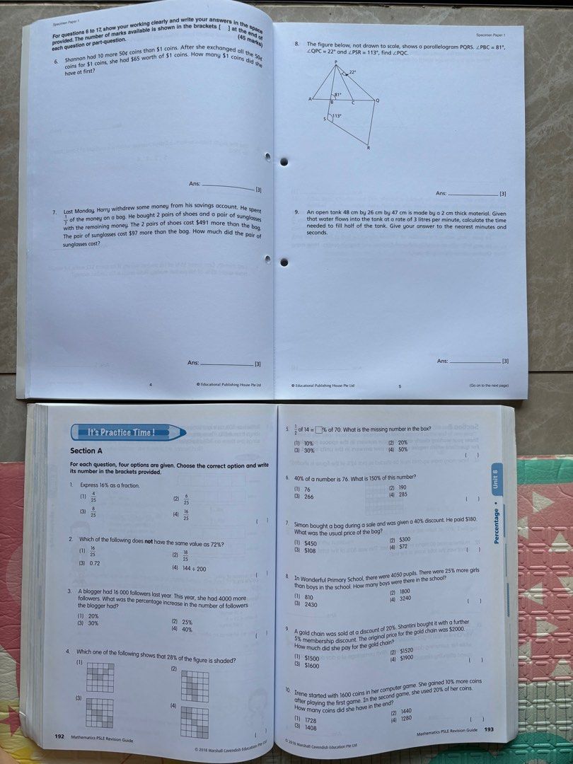 PSLE Mathematics Specimen Papers（buy 1 get 1 free）, Hobbies & Toys ...