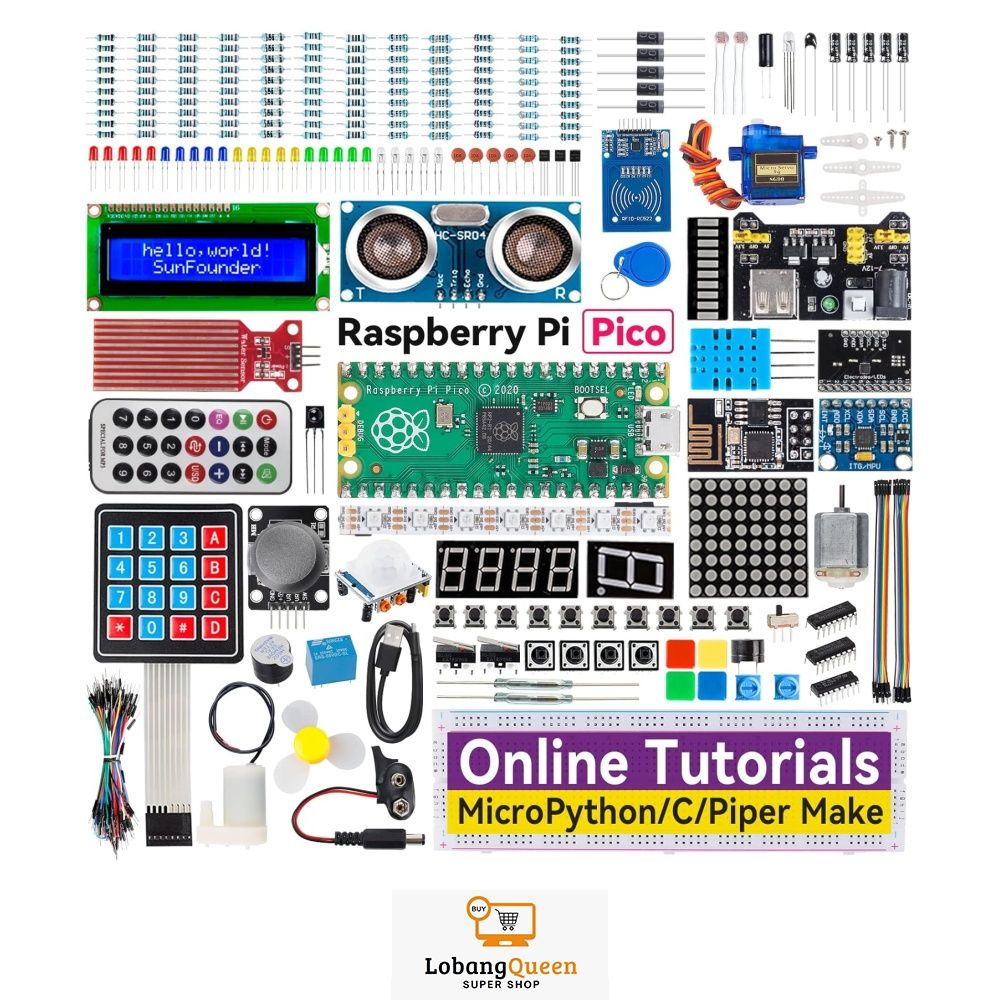 SunFounder Raspberry Pi Pico Ultimate Starter Kit with Detailed Online Tutorials, 320+ Items ...