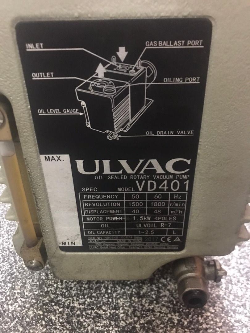 ULVAC VD401 OIL SEALED ROTARY VACUUM PUMP, Computers & Tech, Office & Business Technology on ...