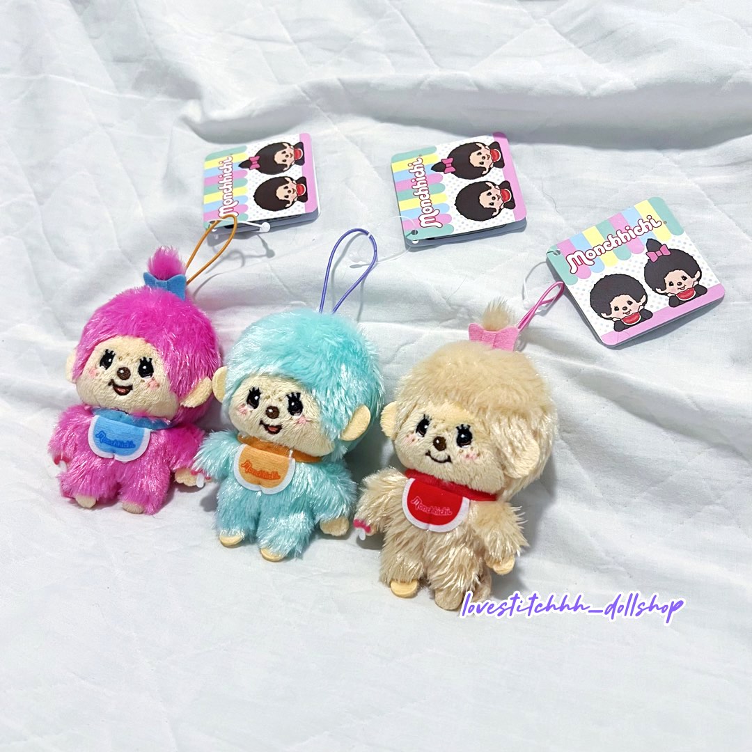 全新日版 迷你 mini Monchhichi 蒙奇奇 Colorful Mascot Vol 2 第二彈 第二代 彩色 淺啡色 湖水藍色 湖水綠色 深粉紅色 brown blue pink ...