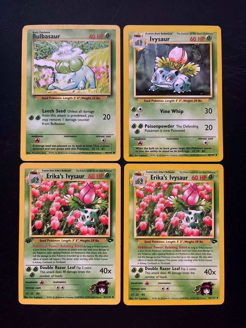 🌱 Vintage Pokémon Bulbasaur & Ivysaur Cards | Base Set + Gym Challenge ...