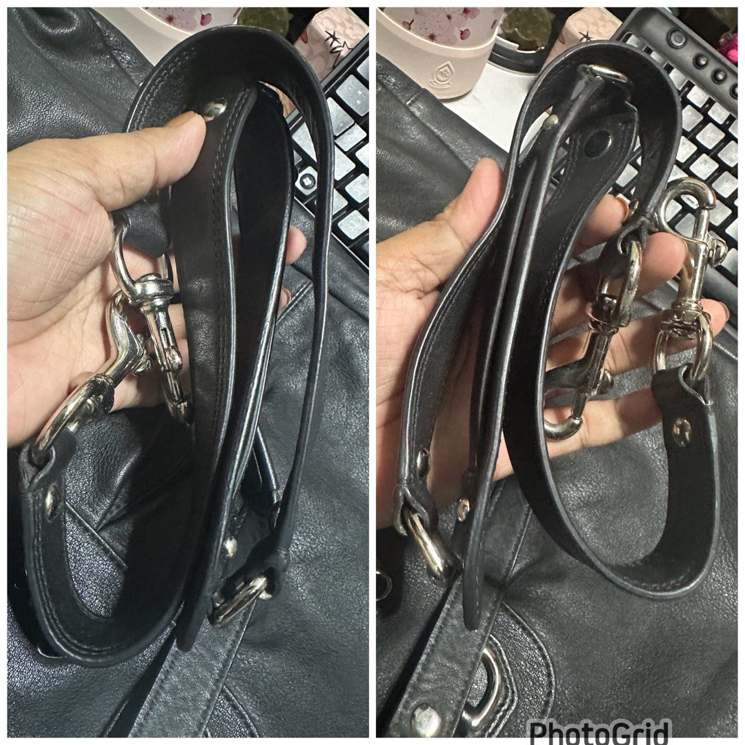 Coach Black Leather Handbag with Purple Lining, Luxury, Bags & Wallets ...