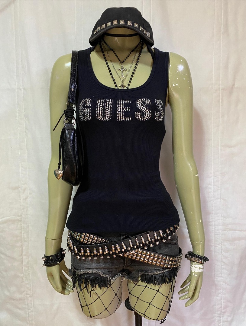 early 2000s y2k gu3ss beaded top | y2k, thrashy, early 2000s, mcbling ...