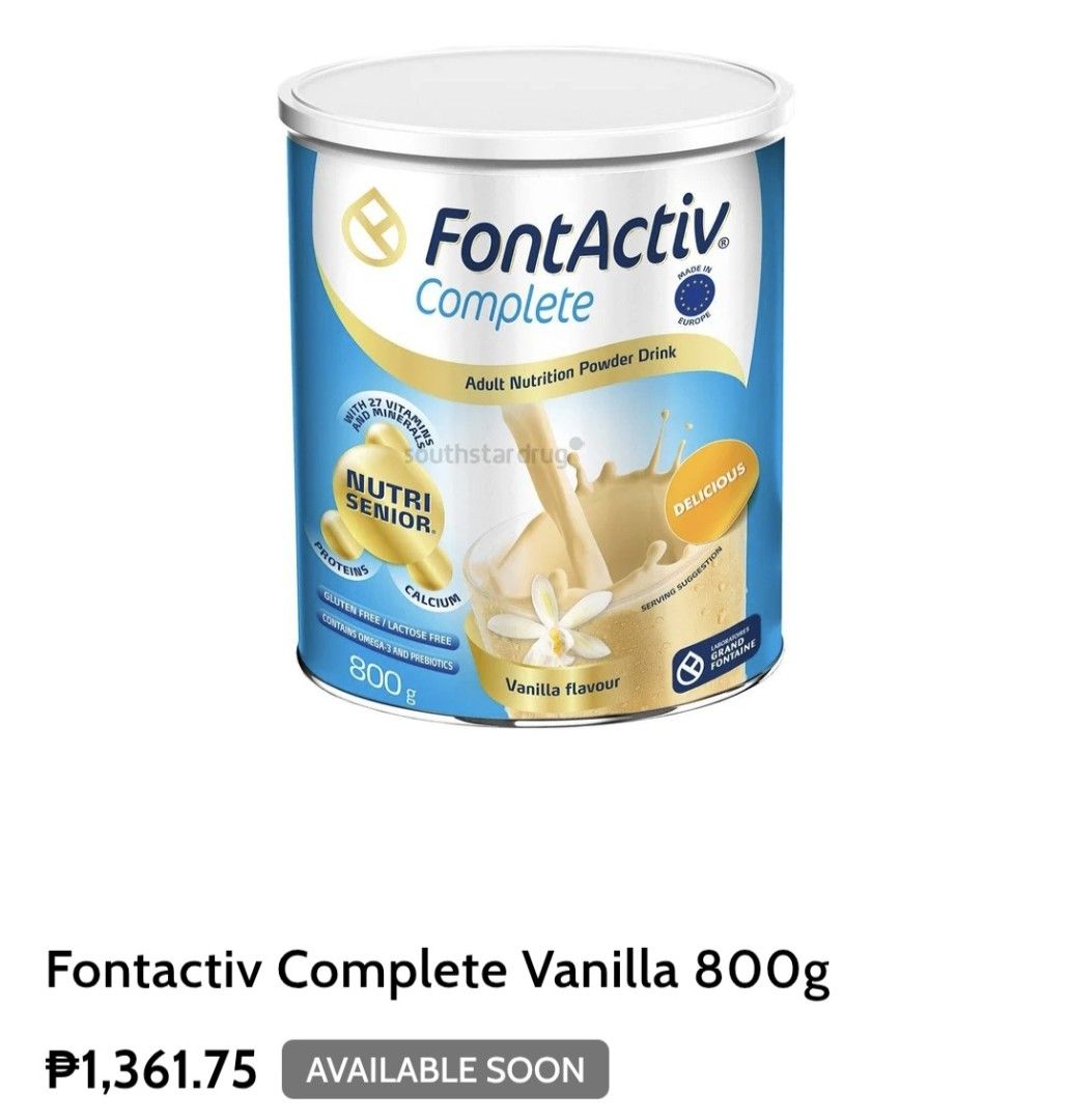 FontActiv Complete Vanilla 800g, Food & Drinks, Beverages on Carousell