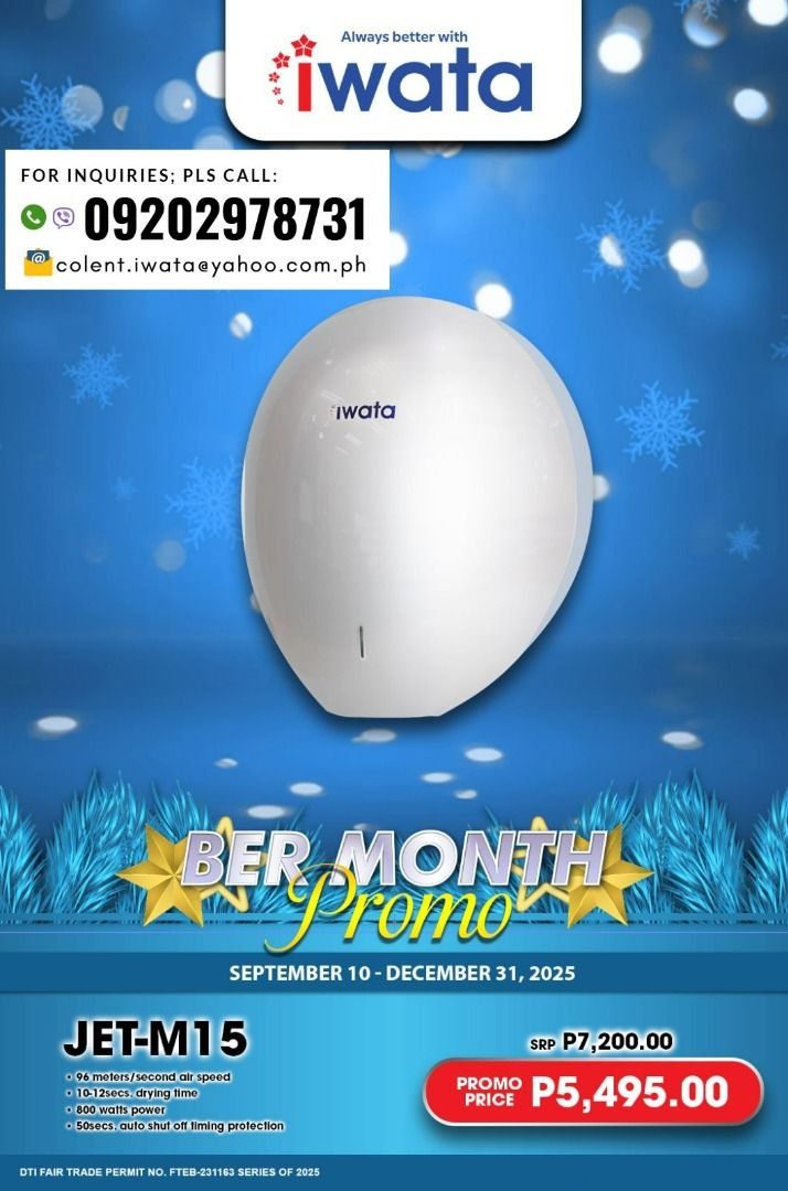 SALE! IWATA HAND DRYER JET-M15 800 WATTS POWER, Commercial & Industrial ...