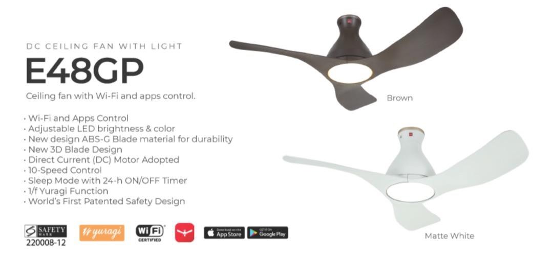 KDK E48GP DC Ceiling Fan with Light, Furniture & Home Living, Lighting ...