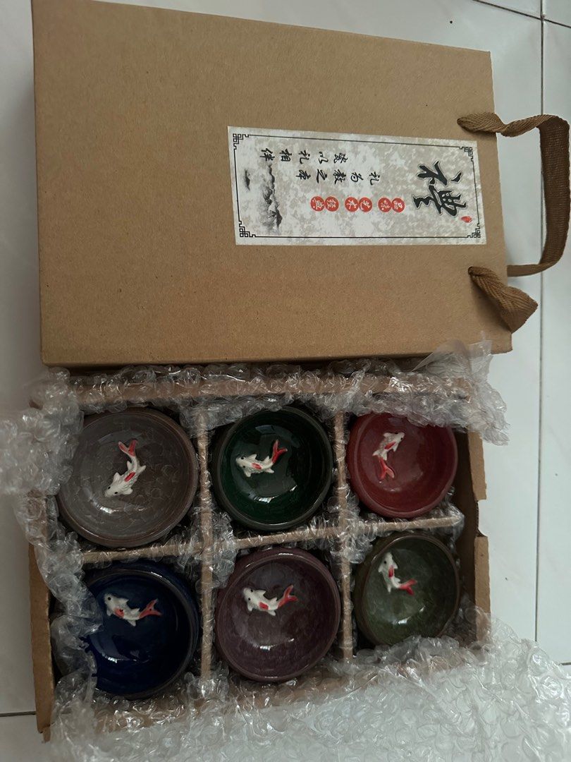 Koi Fish Tea Cups Set, Furniture & Home Living, Kitchenware & Tableware ...