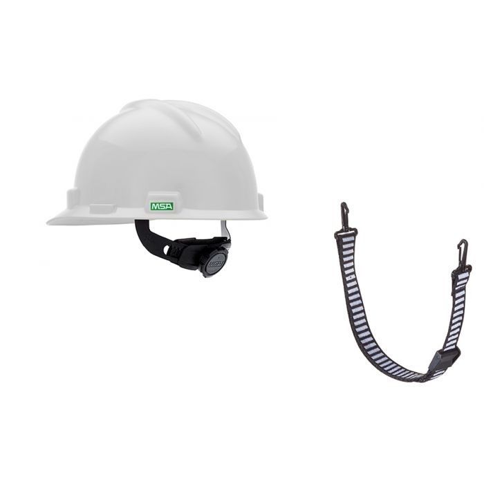 New MSA V-Gard White Safety Helmet / Hard Hat Cap Style Fas-Trac ...