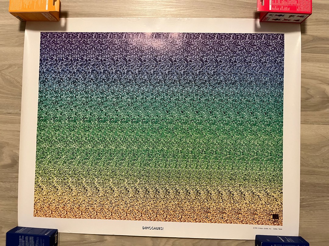 二手 90s Magic Eye Poster Dinosaurs Nvision Grafix 1993 3D 22x28 ...