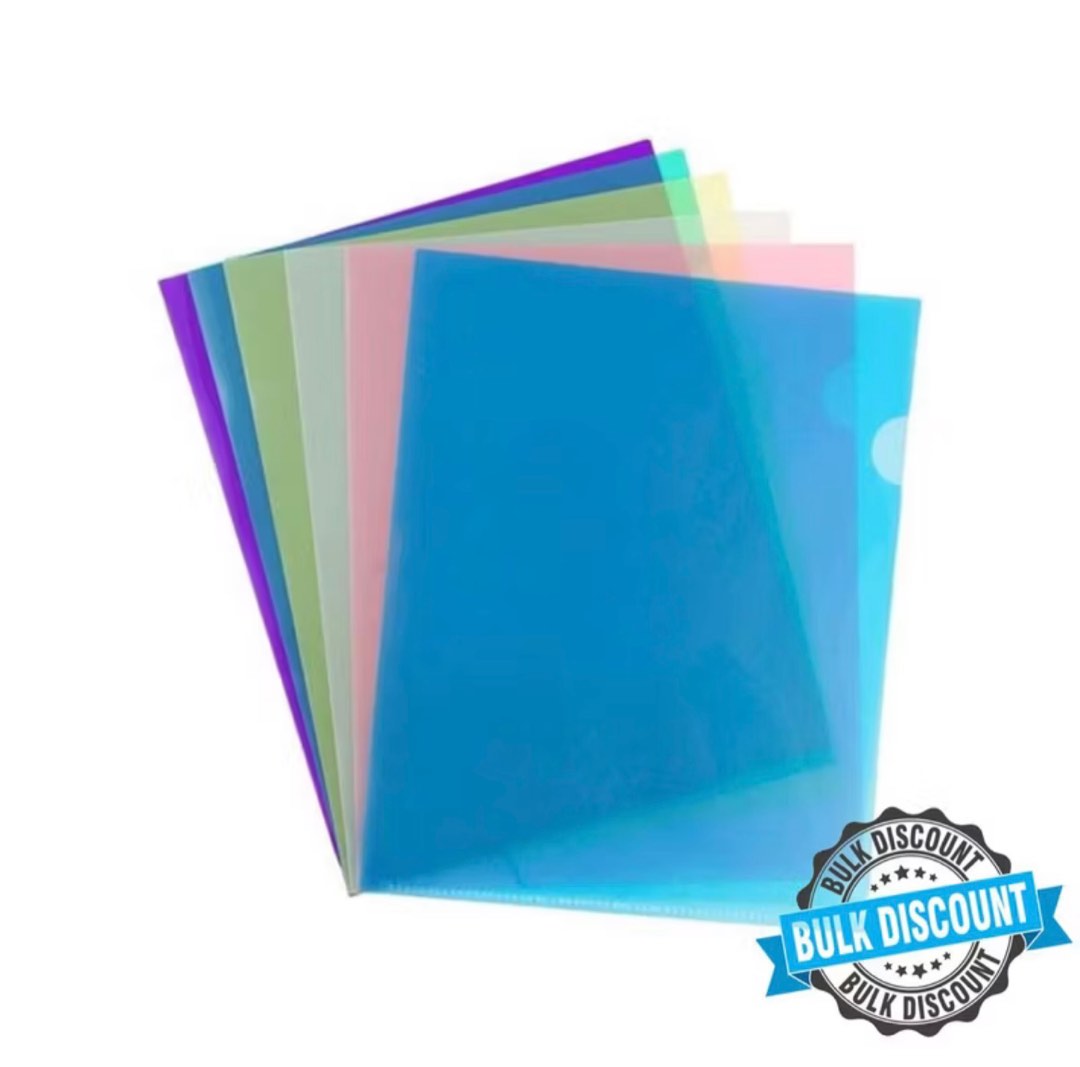Assorted Colour A4 L-Shape File Folders, Hobbies & Toys, Stationery ...