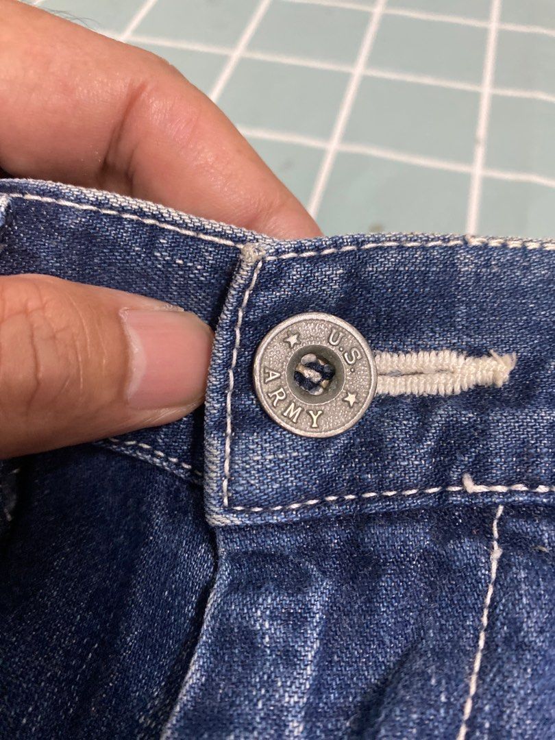 BOBSON Japan Earth Culture Workwear Denim Pants Cinch Back US Army Button Made in Japan M, Men's ...