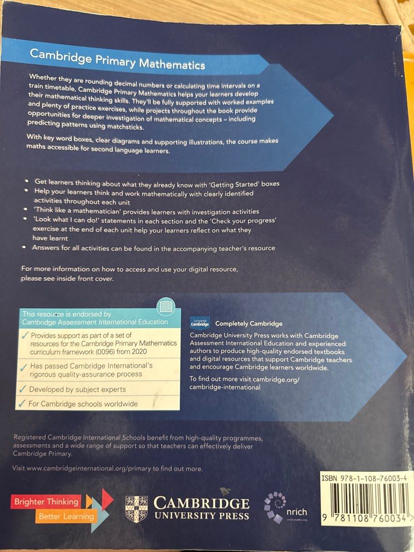 Cambridge Primary Mathematics Learner's Book 5, Hobbies & Toys, Books & Magazines, Textbooks on ...