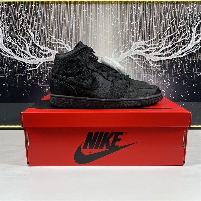 Edison Chan x Air Jordan 1 Mid High Fearless Black Silk, Men's Fashion ...