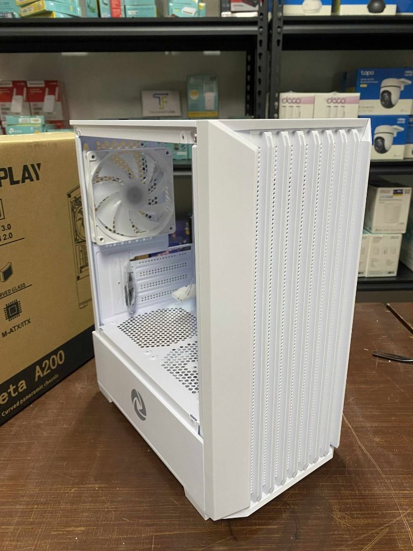 Inplay Meta A200 White mATX Mesh Tempered Glass PC Case with 3 RGB Fans ...