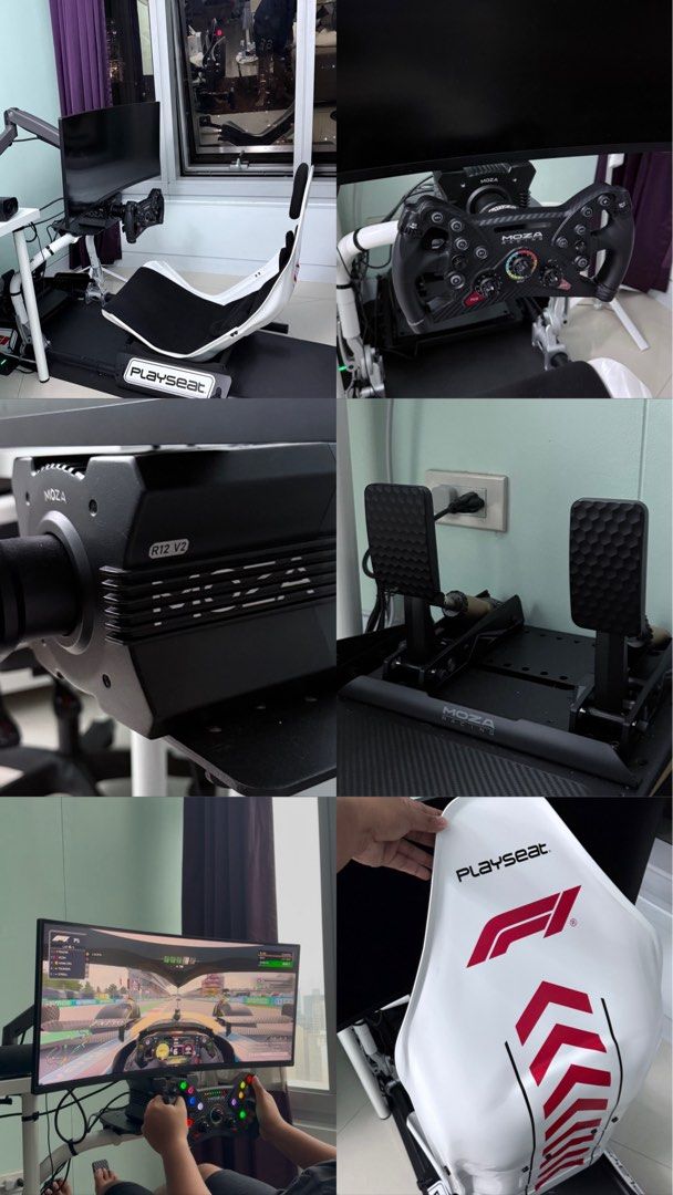 Moza Racing Simulator, KS Wheel, R12 V2, CRP2 Pedals, Playseat Formula ...