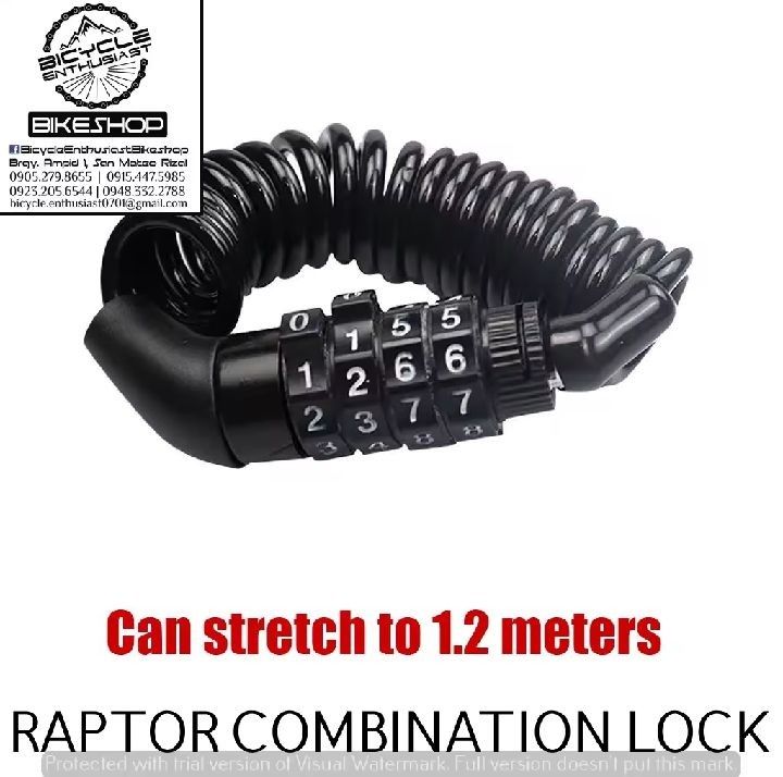 Raptor Combination Lock 4-Digits Cycling Security MTB Bicycle Road ...