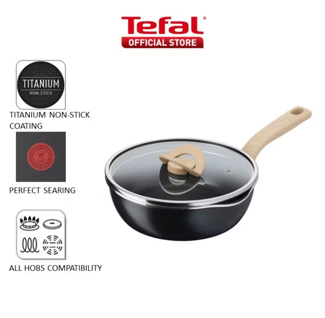 Tefal One Pick Pot Pan 22cm Wok Pan with Glass Lid, Furniture & Home ...