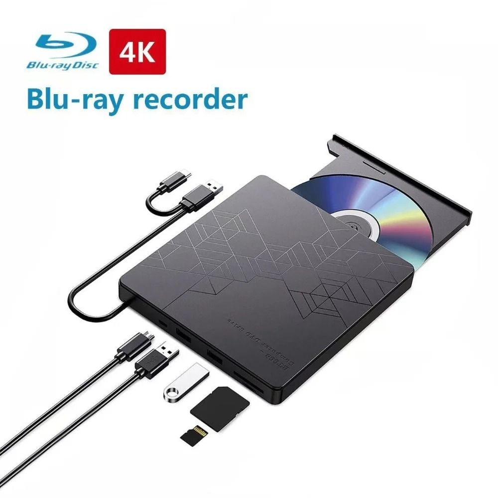 5-in-1 External Blu-ray Drive，Portable BD-RW Optical Drives BD DVD CD ...