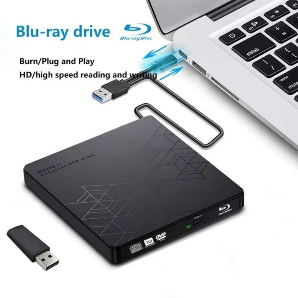 5-in-1 External Blu-ray Drive，Portable BD-RW Optical Drives BD DVD CD ...
