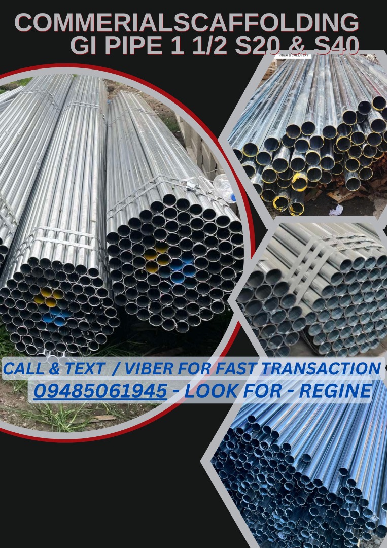 COMMERCIAL SCAFFOLDING GI PIPE 1 1/2 S20 & S40, Commercial & Industrial ...