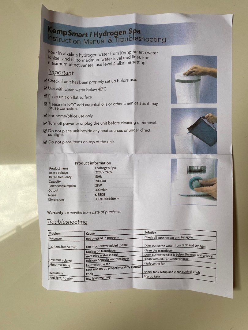 Kemp Smart i Hydrogen Spa Water Ionizer, TV & Home Appliances, Other ...