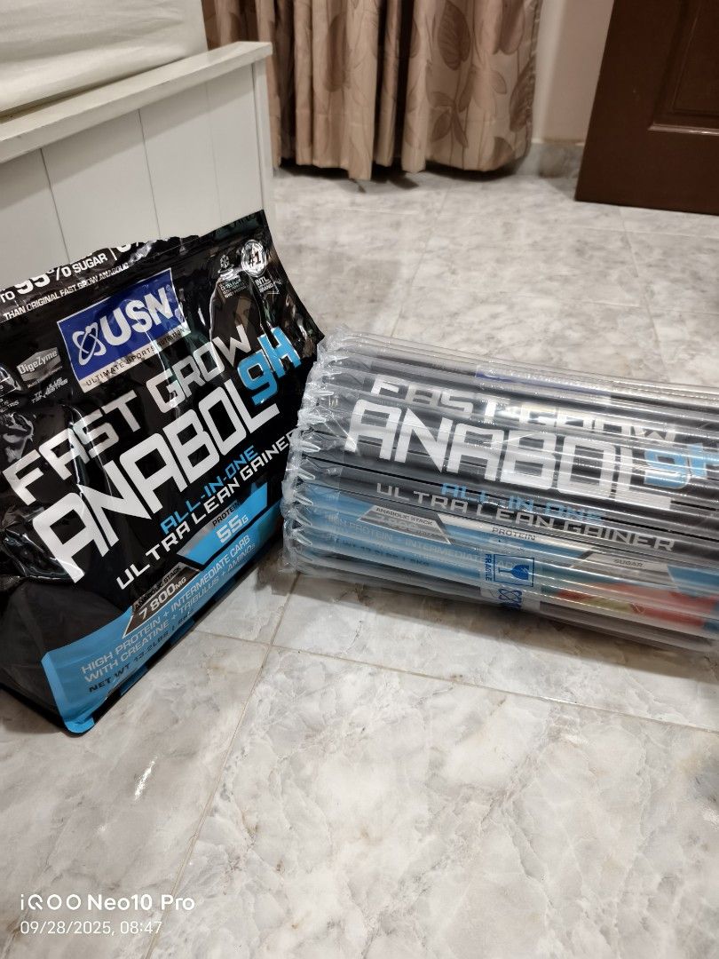 USN Fast Grow Anabol GH Protein Powder, Health & Nutrition, Health ...