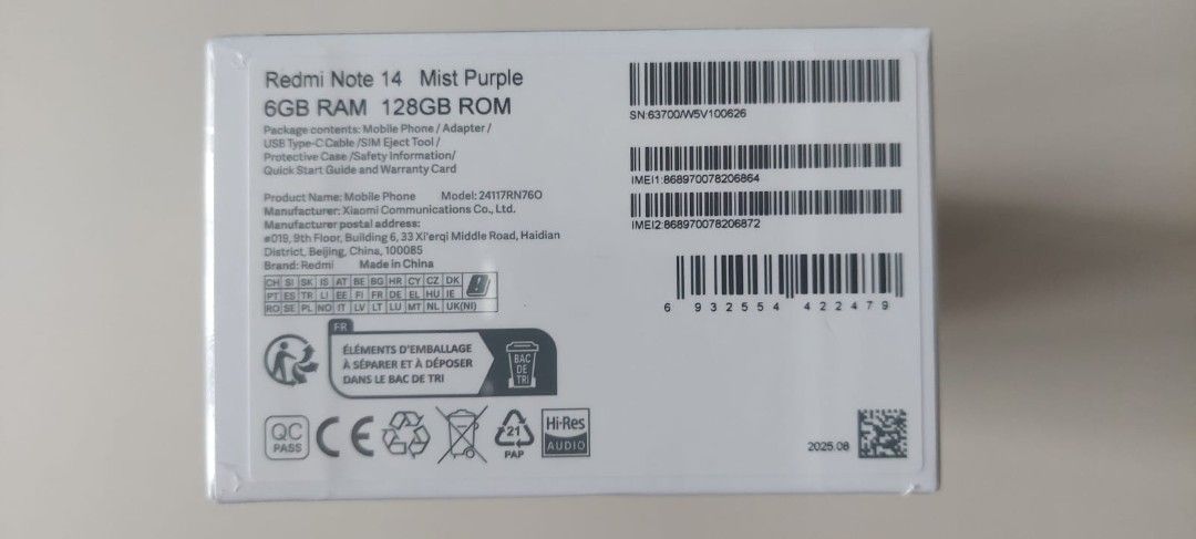 Xiaomi Redmi Note 14 4G Mist Purple 128GB, Mobile Phones & Gadgets ...