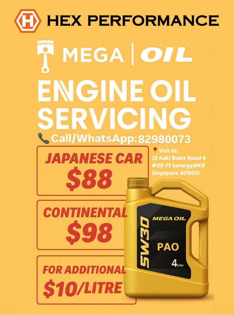 🔥 MEGA OIL Engine Oil Servicing Promo - PAO series! Limited time only 🔥 ...