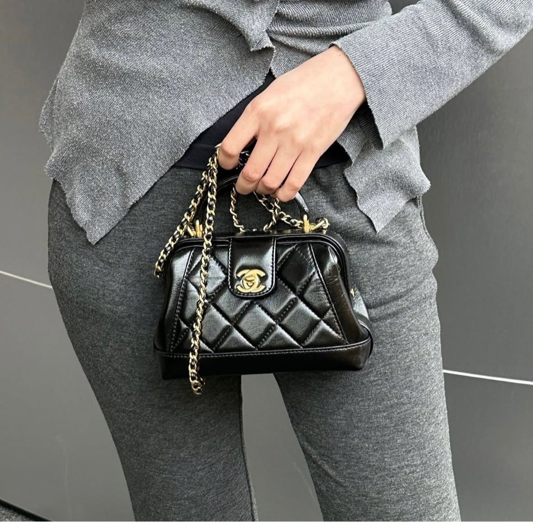 Chanel 24A Doctor Bag Small Shiny calfskin Black Gold hardware, Luxury ...