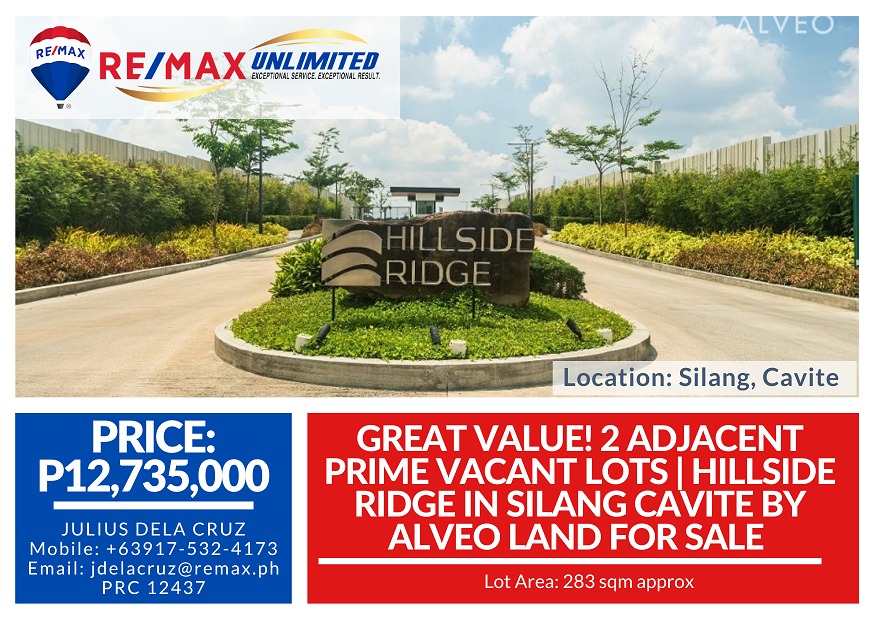 GREAT VALUE! 2 Adjacent Prime Vacant Lots | Hillside Ridge in Silang ...